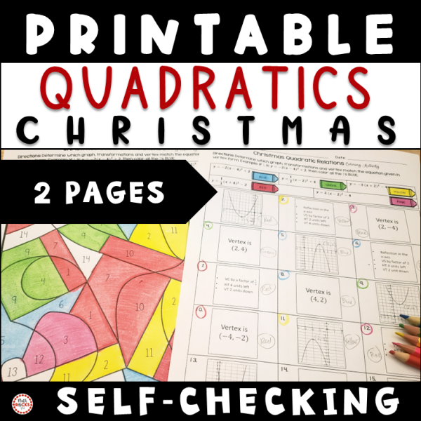 Christmas Quadratic Functions Vertex Form Color By Number Algebra 1 ...