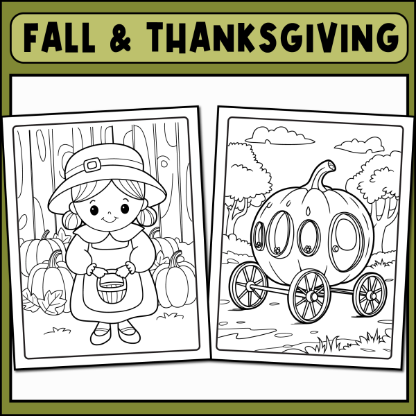 Fall & Thanksgiving Coloring Pages +writing notes - coloring sheet ...