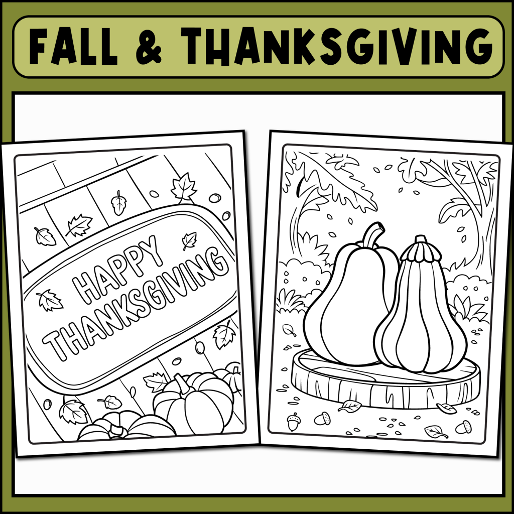 Fall & Thanksgiving Coloring Pages +writing notes - coloring sheet ...