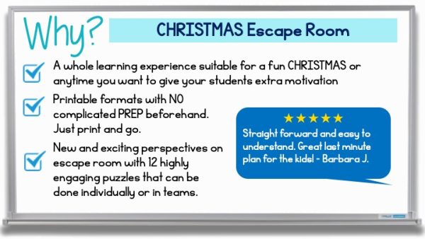 Christmas Escape Room Printable Activity Packet 12 Puzzles XMAS ...