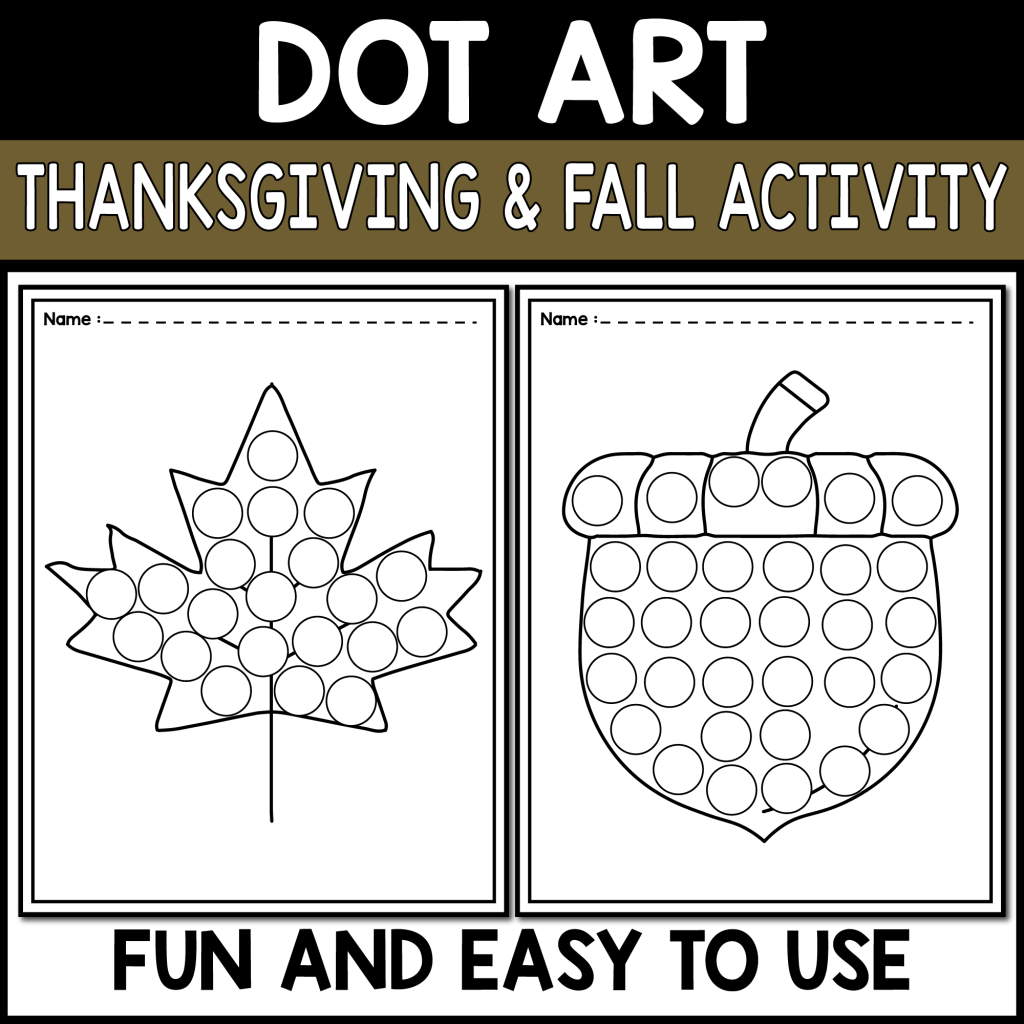 Thanksgiving & Fall dot Art Printable - Dot Q-tip Painting Activities ...