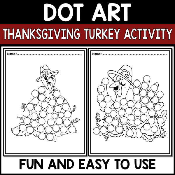 Thanksgiving Turley dot Art Printable - Dot Q-tip Painting Activities ...