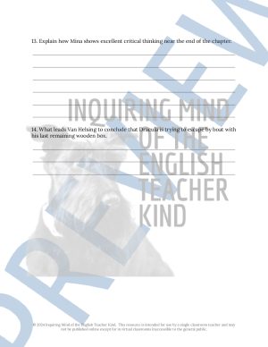 Dracula Chapter 23 Close Reading Analysis Worksheet and Answer Key ...