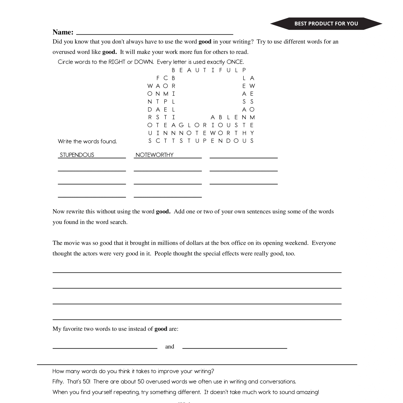3rd Grade Writing Worksheets: Strengthen Writing Skills - Made By Teachers