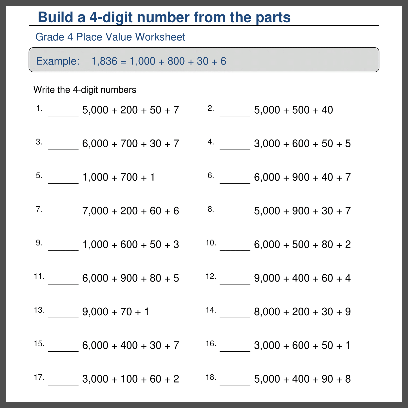 4th Grade Place Value & Rounding Worksheets - Made By Teachers
