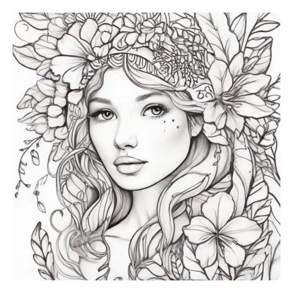 Serene Beauty: 150 Botanical-Inspired Coloring Pages of the Female Form ...