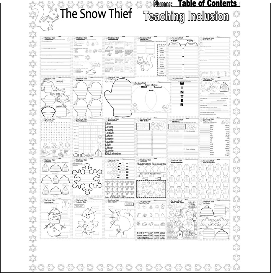 The Snow Thief Winter Read Aloud Book Study Companion Reading ...