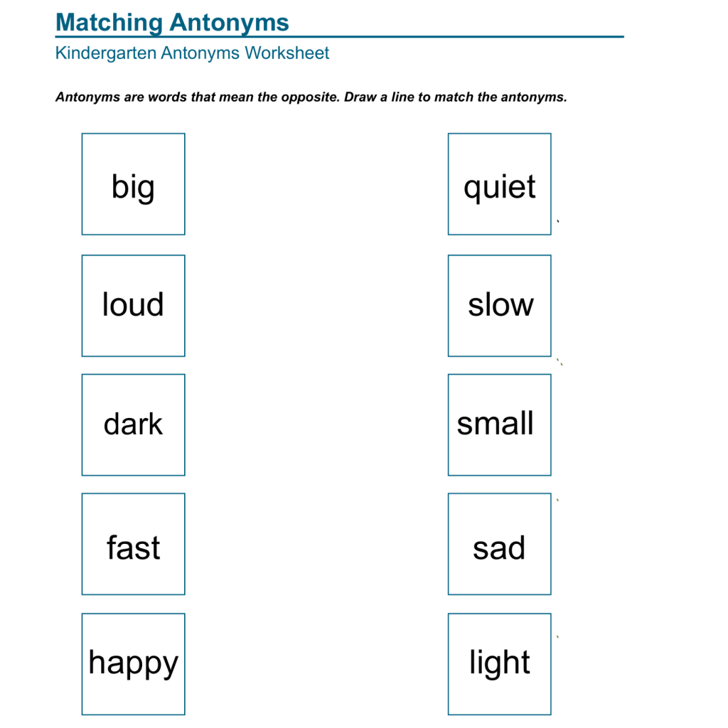 Antonym Match-Up Worksheets – Build Strong Vocabulary & Communication ...