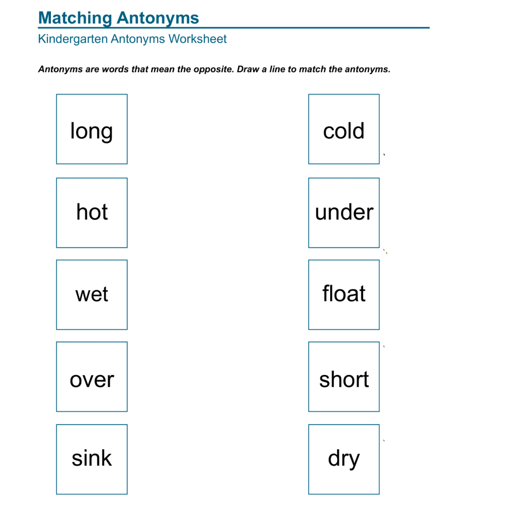 Antonym Match-Up Worksheets – Build Strong Vocabulary & Communication ...