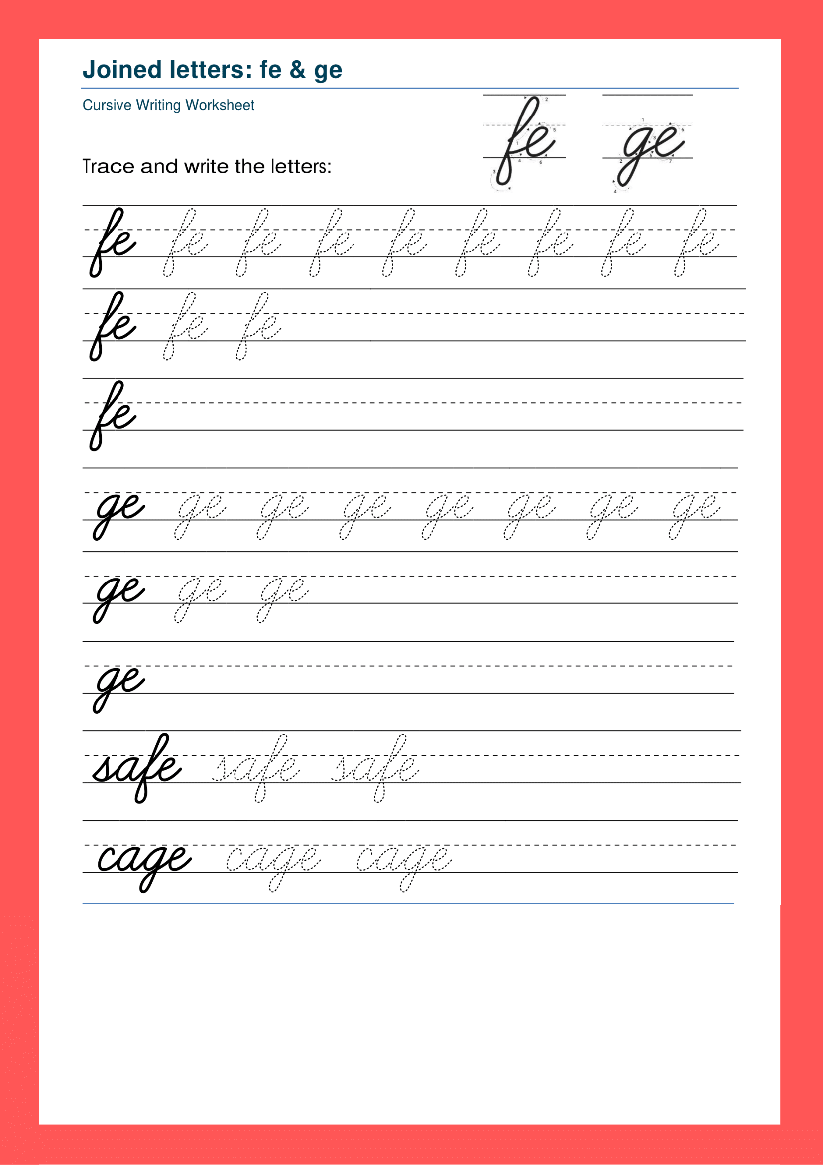 Mastering Cursive: Bottom Join Practice with "e" | Made By Teachers