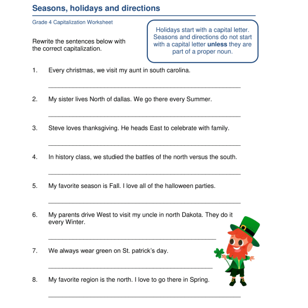 Grade 4 Capitalization Mastery Worksheets - Made By Teachers