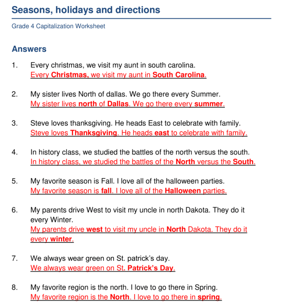 Grade 4 Capitalization Mastery Worksheets - Made By Teachers