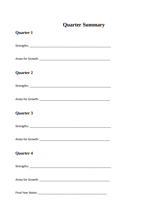 Quarterly Progress Report- Kindergarten | Made By Teachers
