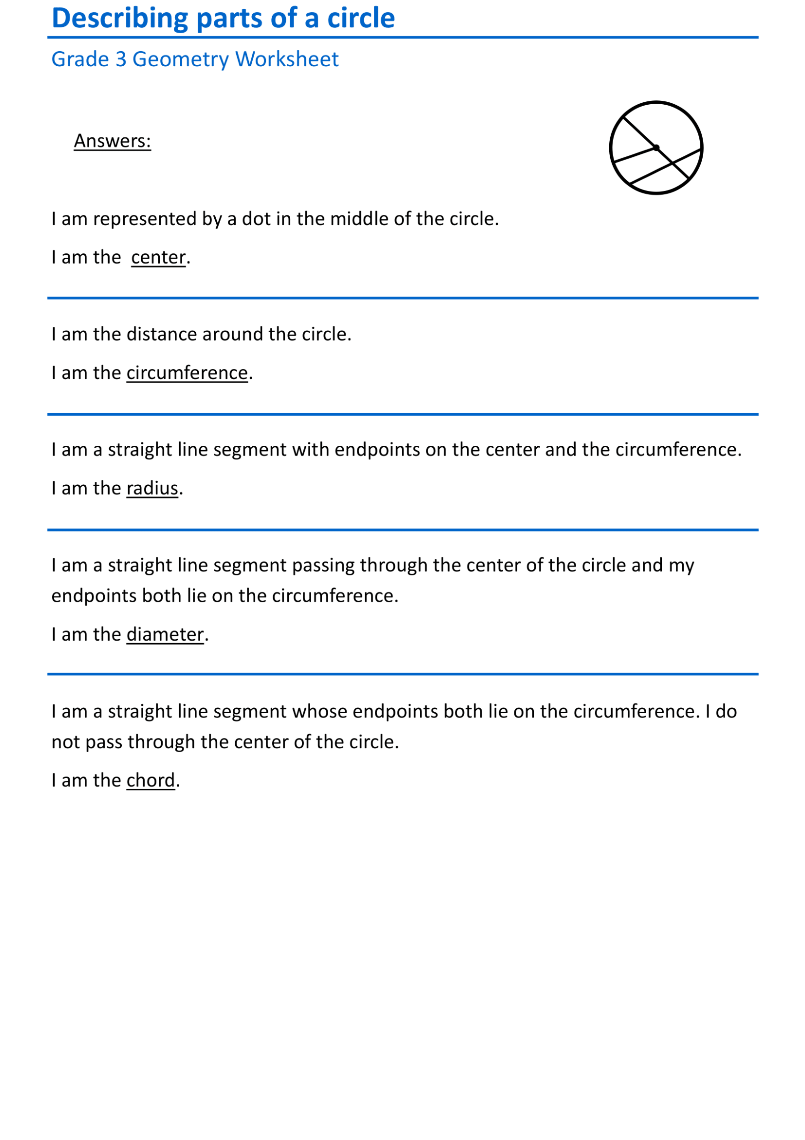 Circle Mastery: Grade 3 Geometry Worksheets | Made By Teachers