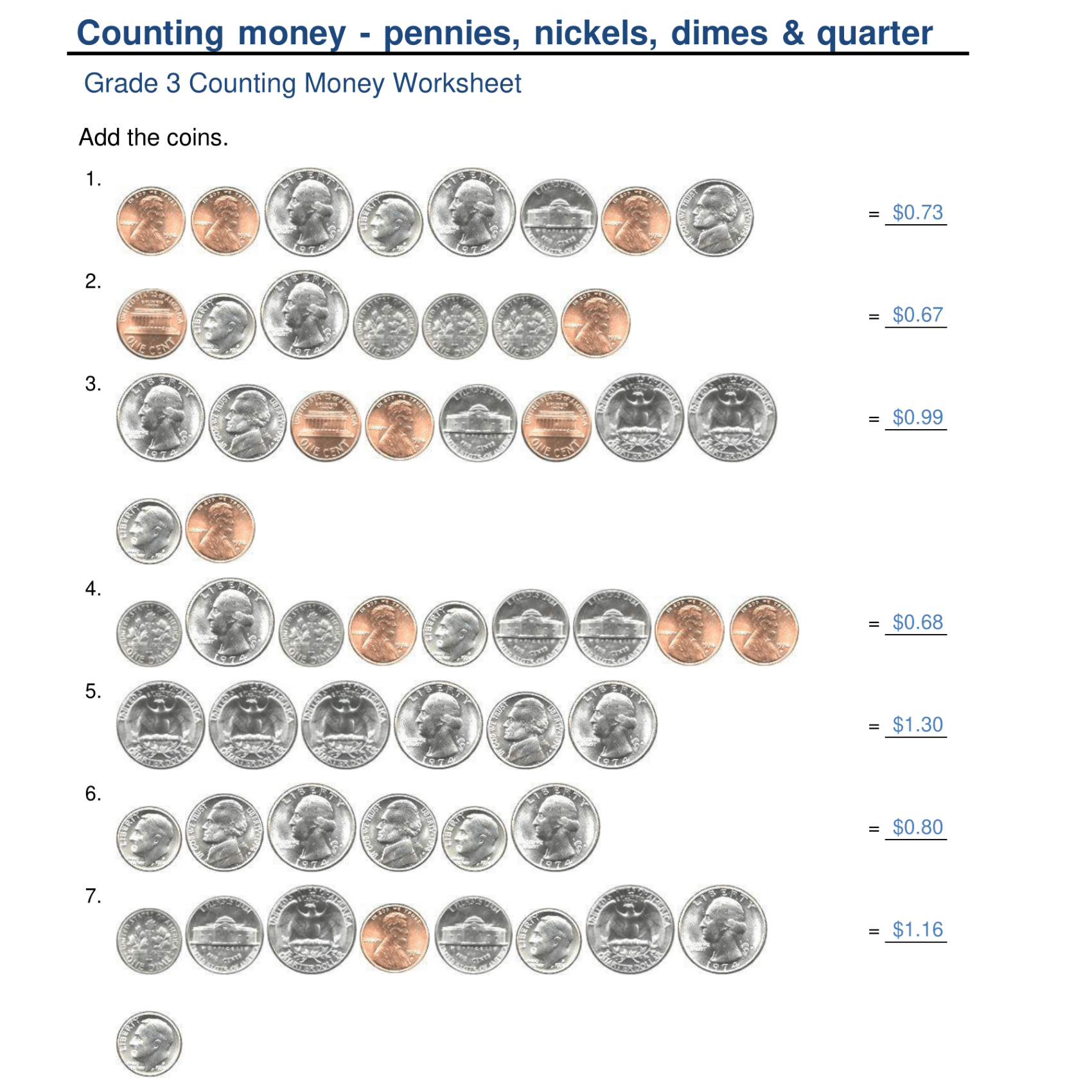 Coin Counting Champions: Grade 3 Money Math Worksheets | Made By Teachers