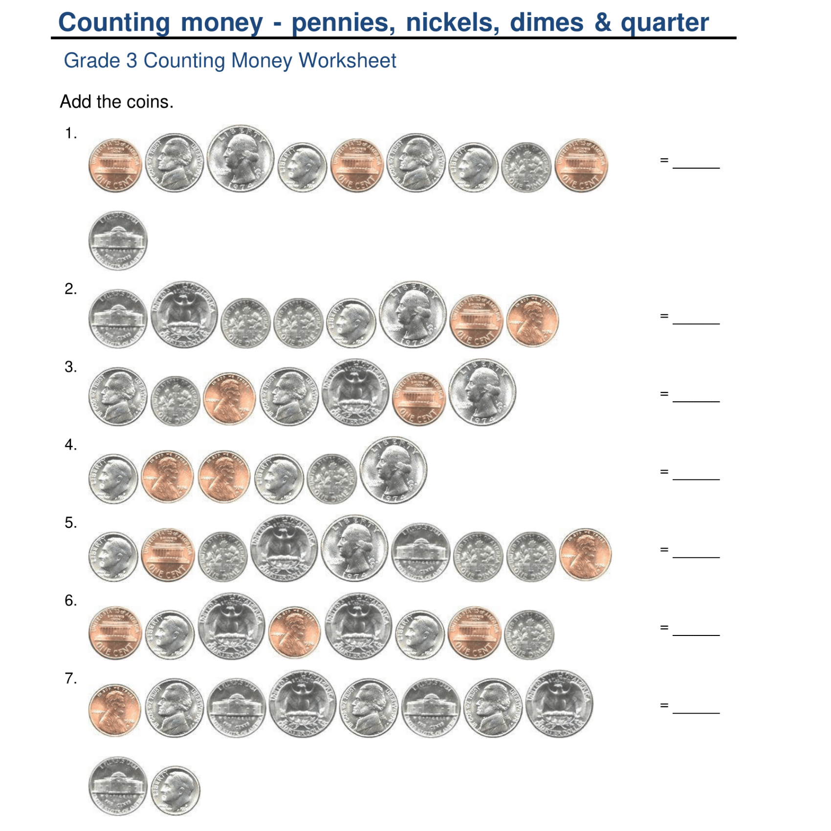Coin Counting Champions: Grade 3 Money Math Worksheets | Made By Teachers