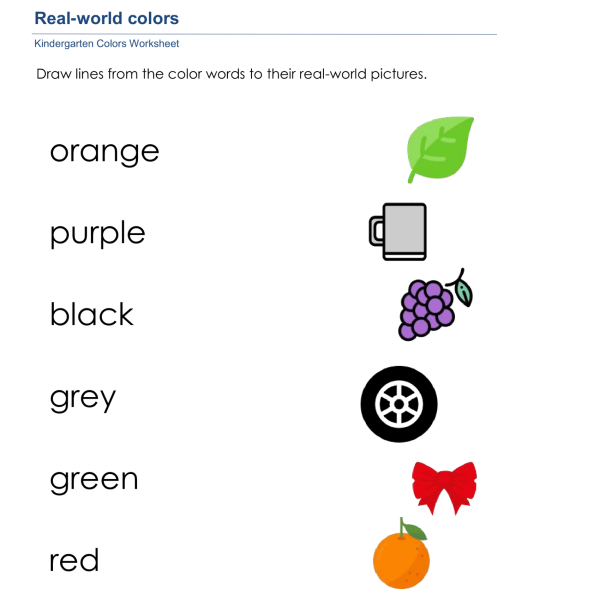 Color & Word Match: Kindergarten Worksheets for Color Recognition and ...