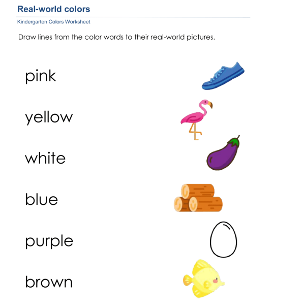 Color & Word Match: Kindergarten Worksheets for Color Recognition and ...