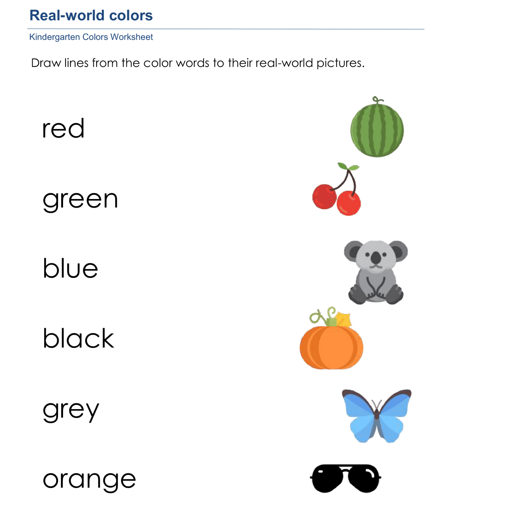 Color & Word Match: Kindergarten Worksheets for Color Recognition and ...