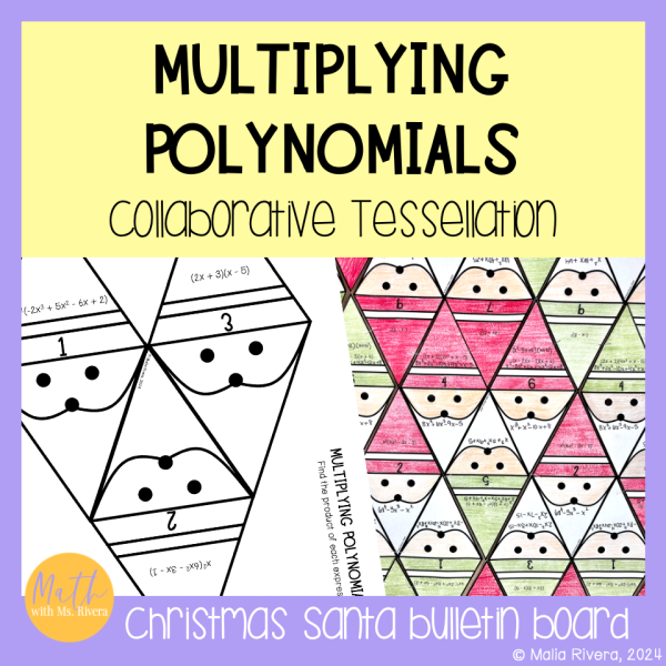 EDITABLE Multiplying Polynomials Santa Christmas Bulletin Board Algebra ...