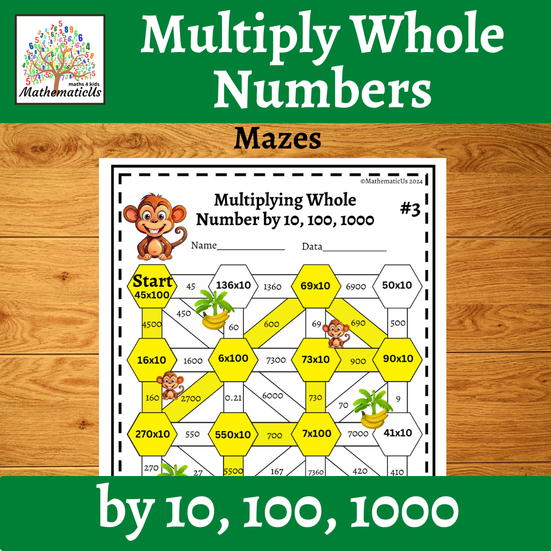 Multiplying Whole Numbers by 10, 100, 1000 Mazes - Made By Teachers
