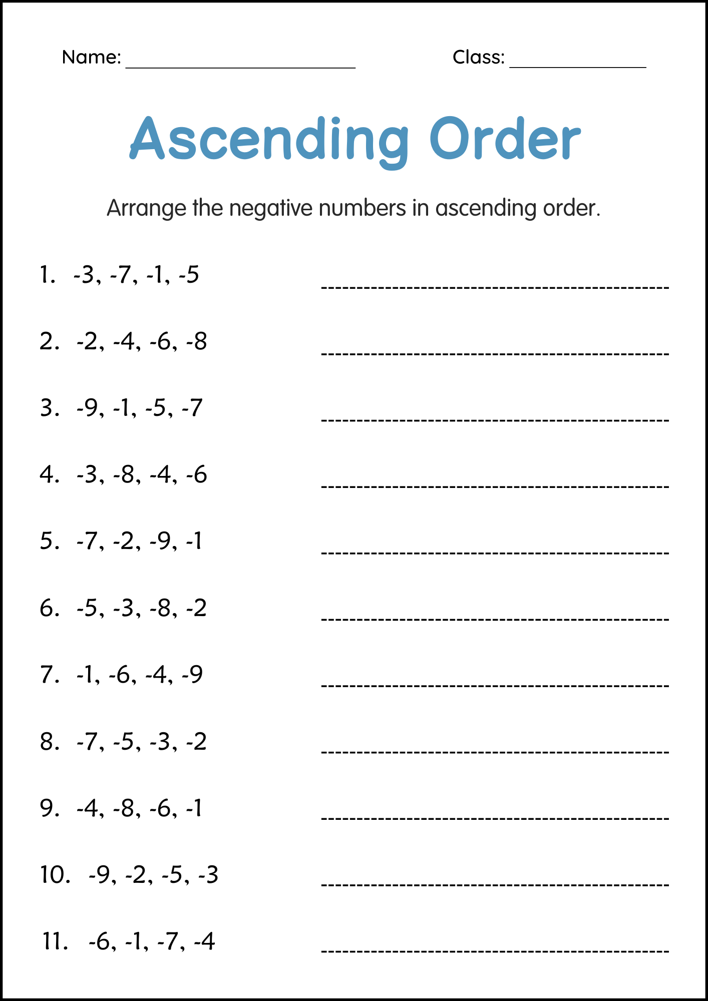 Ascending Order 1 to 1000 Number Math Worksheets for Grade 1, 2, 3 ...