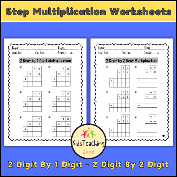 Multiplication and Long Division Practice 2 Digit by 1 Digit, 2 Digit ...