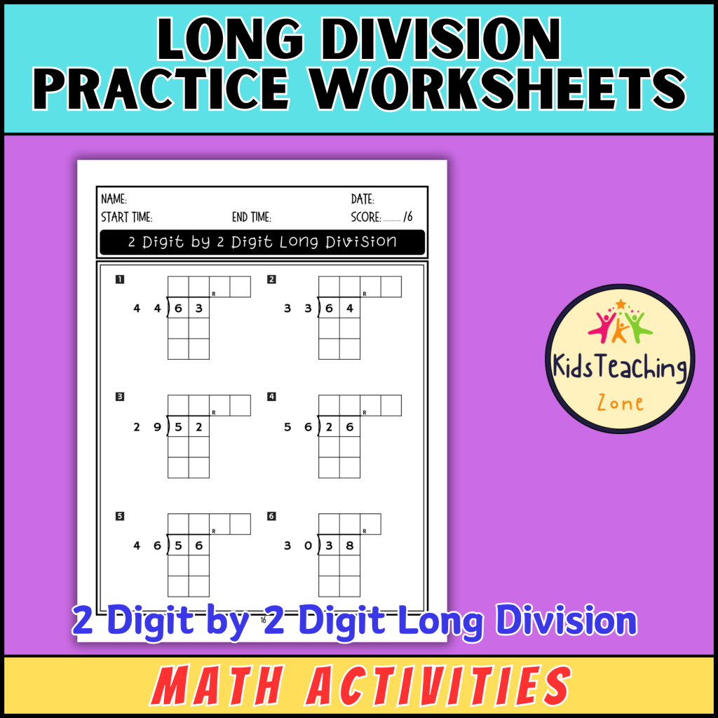 Long Division Worksheets: 2 Digit by 2 Digit and 3 Digit by 2 Digit ...