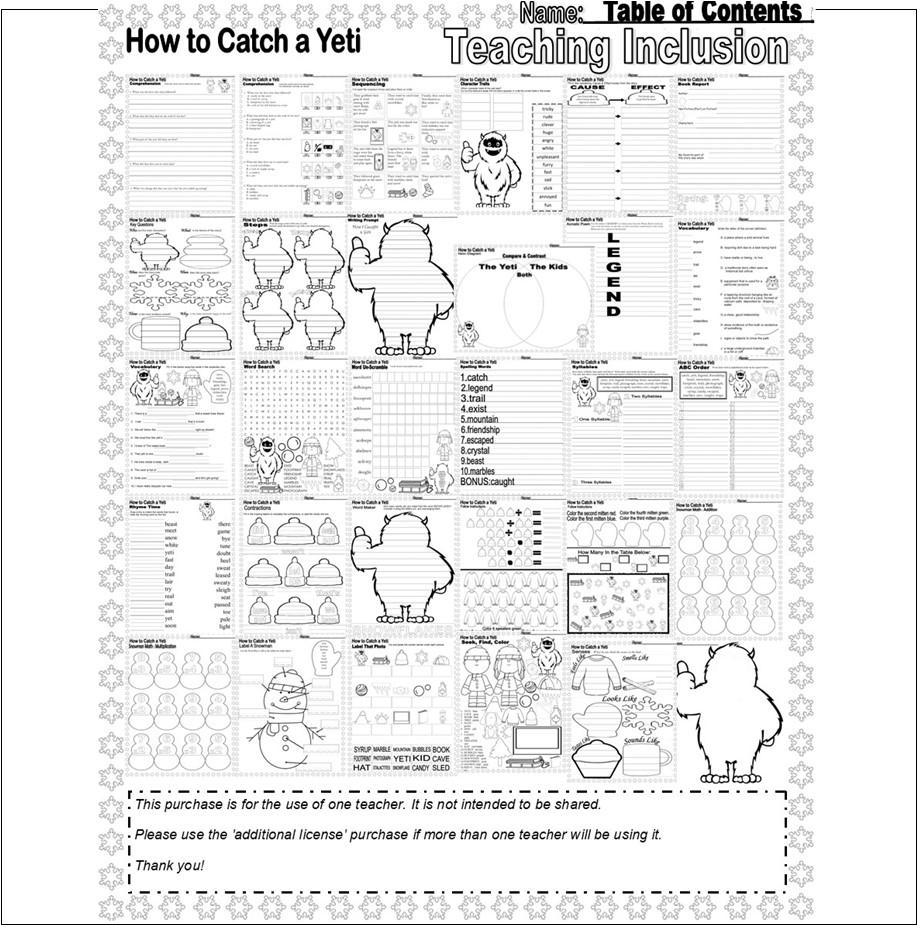 How to Catch a Yeti Winter Read Aloud Book Companion Reading ...
