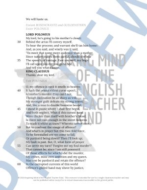 Hamlet Act 3 Scene 3 Close Reading Analysis Worksheet - Made By Teachers