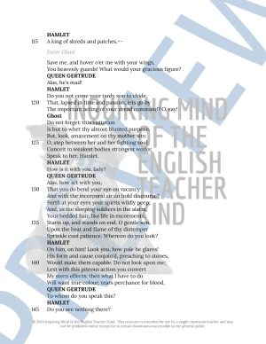 Hamlet Act 3 Scene 4 Close Reading Analysis Worksheet | Made By Teachers