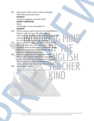 Hamlet Act 3 Scene 4 Close Reading Analysis Worksheet | Made By Teachers