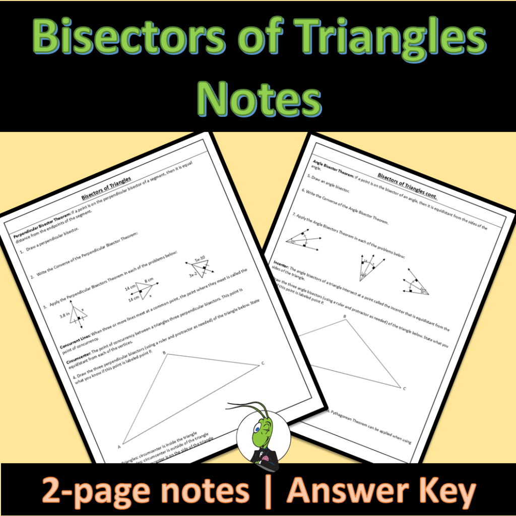 Triangle Bisectors Geometry Guided Notes Triangle Relationships Unit ...