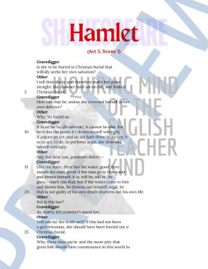 Hamlet Act 5 Scene 1 Close Reading Analysis Worksheet | Made By Teachers