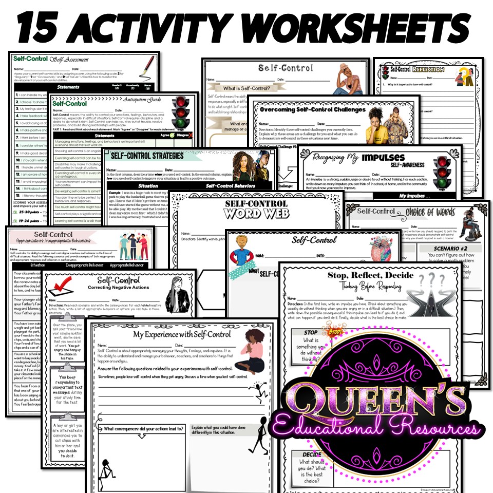 Self-Control Worksheets | Self-Control Activities | Self-Regulation ...