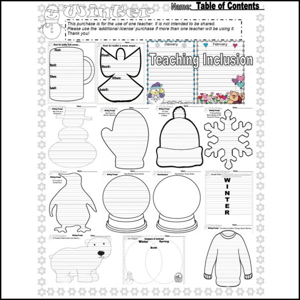Winter Journal Writing Prompts | Primary Lines Shaped Paper - Made By ...