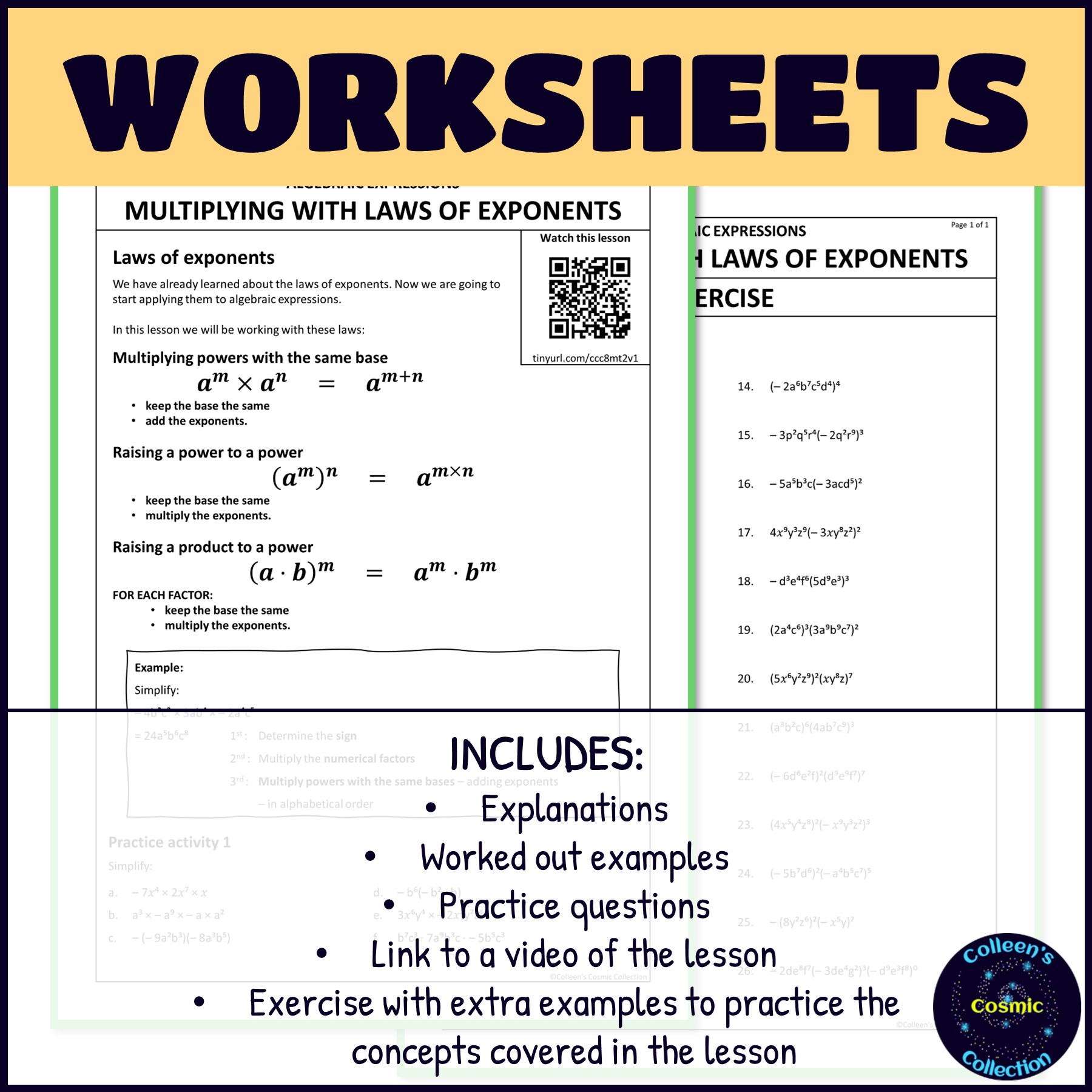 Grade 8 Maths Term 2 Algebraic Expressions Section BUNDLE - CAPS - Made ...