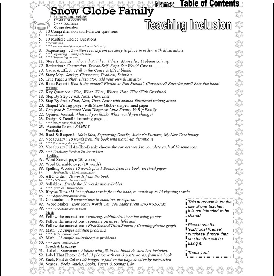 The Snow Globe Family Winter Read Aloud Book Companion Reading ...