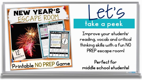 New Years Escape Room Printable Activity Packet 12 Puzzles Happy New ...