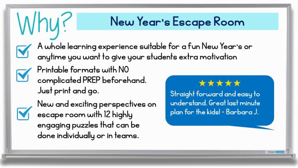 New Years Escape Room Printable Activity Packet 12 Puzzles Happy New ...