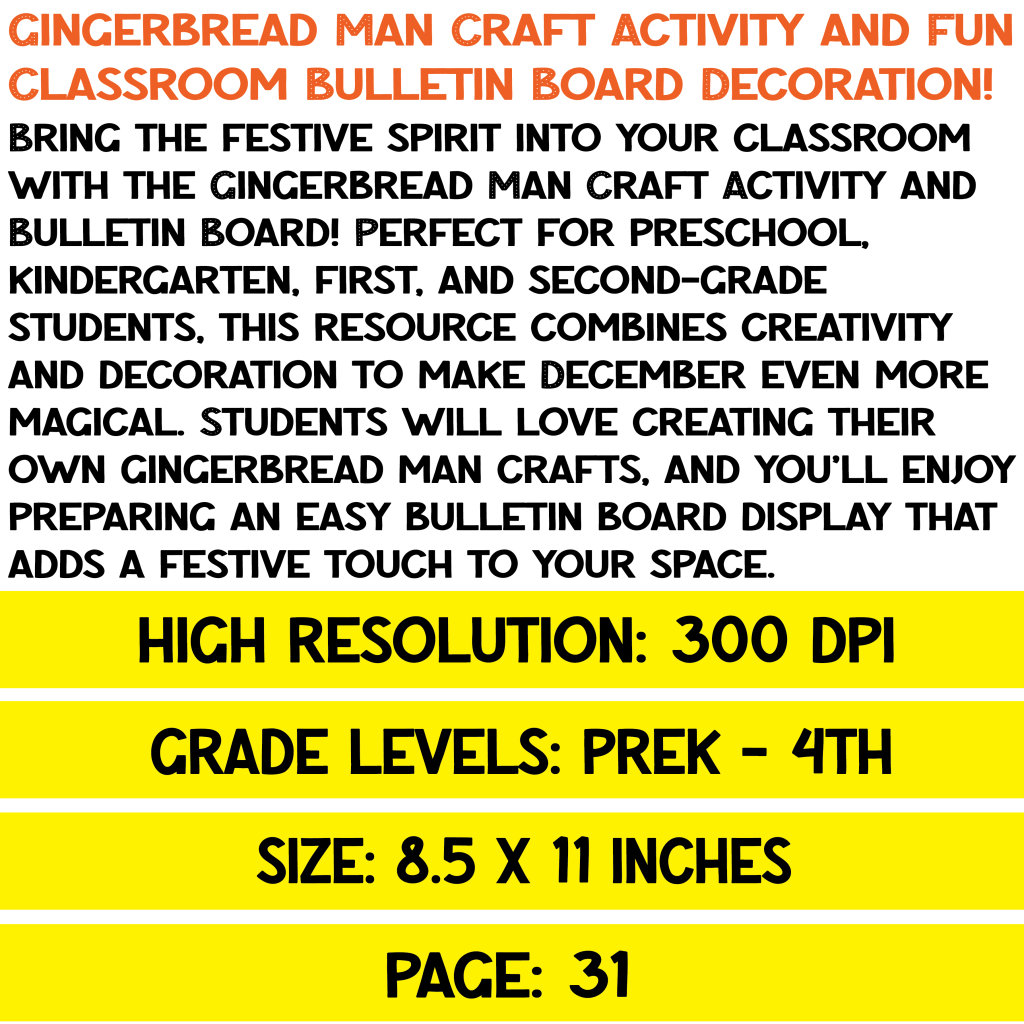 Gingerbread Craft Bulletin Board Gingerbread Man Week Activities | Made ...
