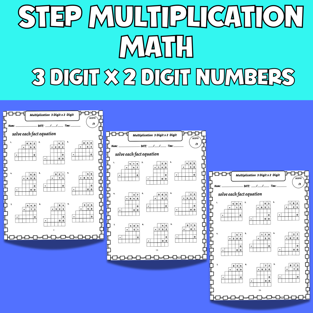 Step Multiplication Math Practice Worksheets , 3 Digit x 2 Digit ...