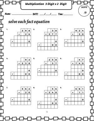 Step Multiplication Math Practice Worksheets , 3 Digit x 2 Digit ...