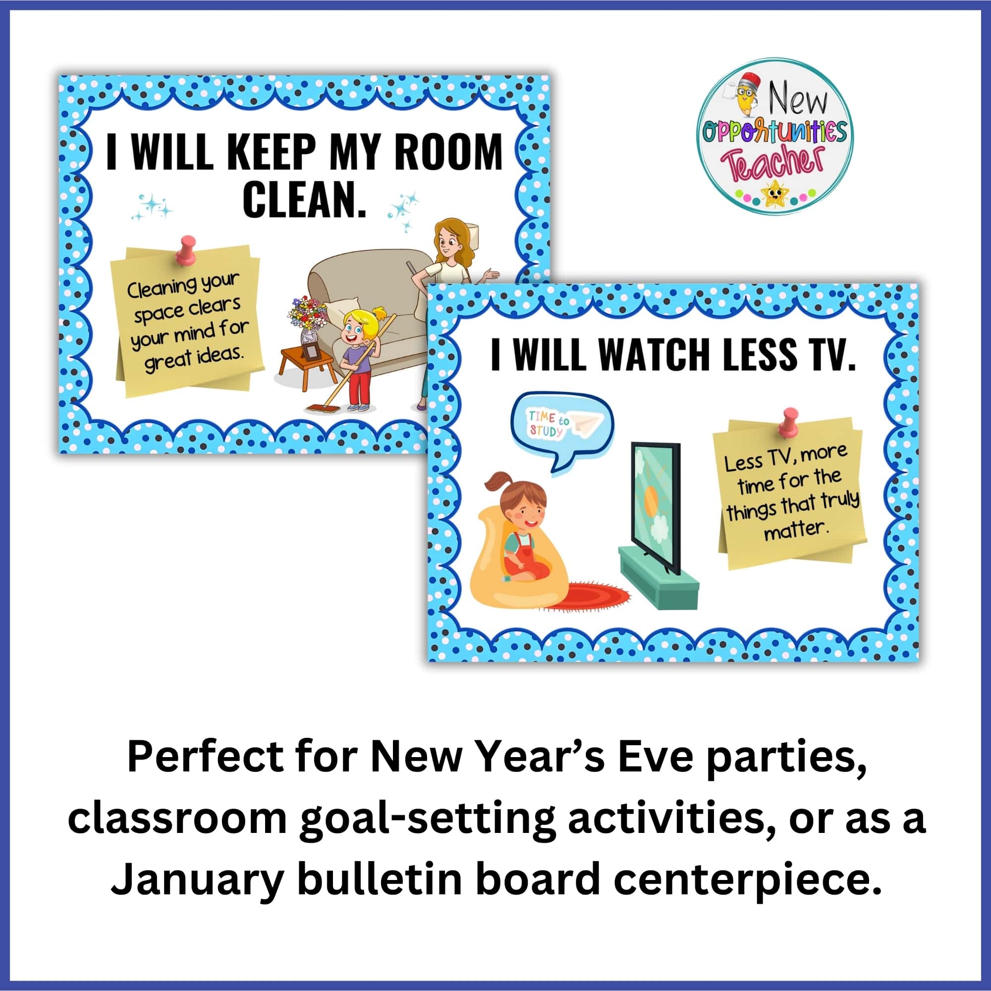 New Year’s Resolutions Bundle – Activities, Coloring Pages, Bulletin ...