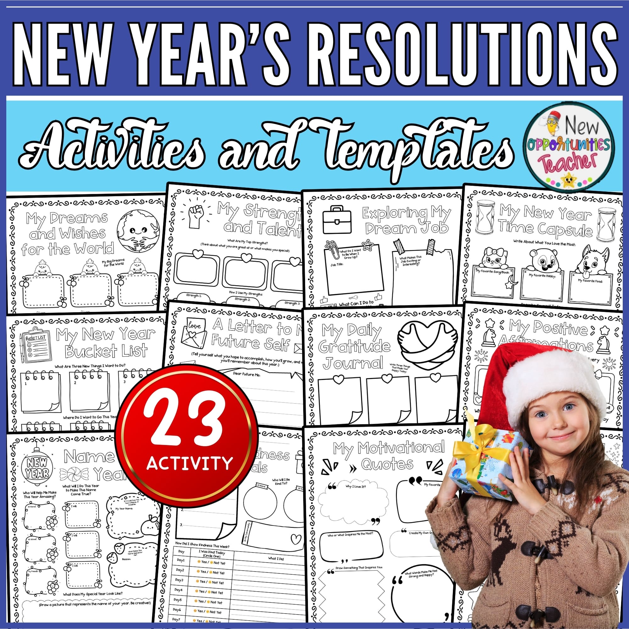 New Year’s Resolutions Bundle – Activities, Coloring Pages, Bulletin ...