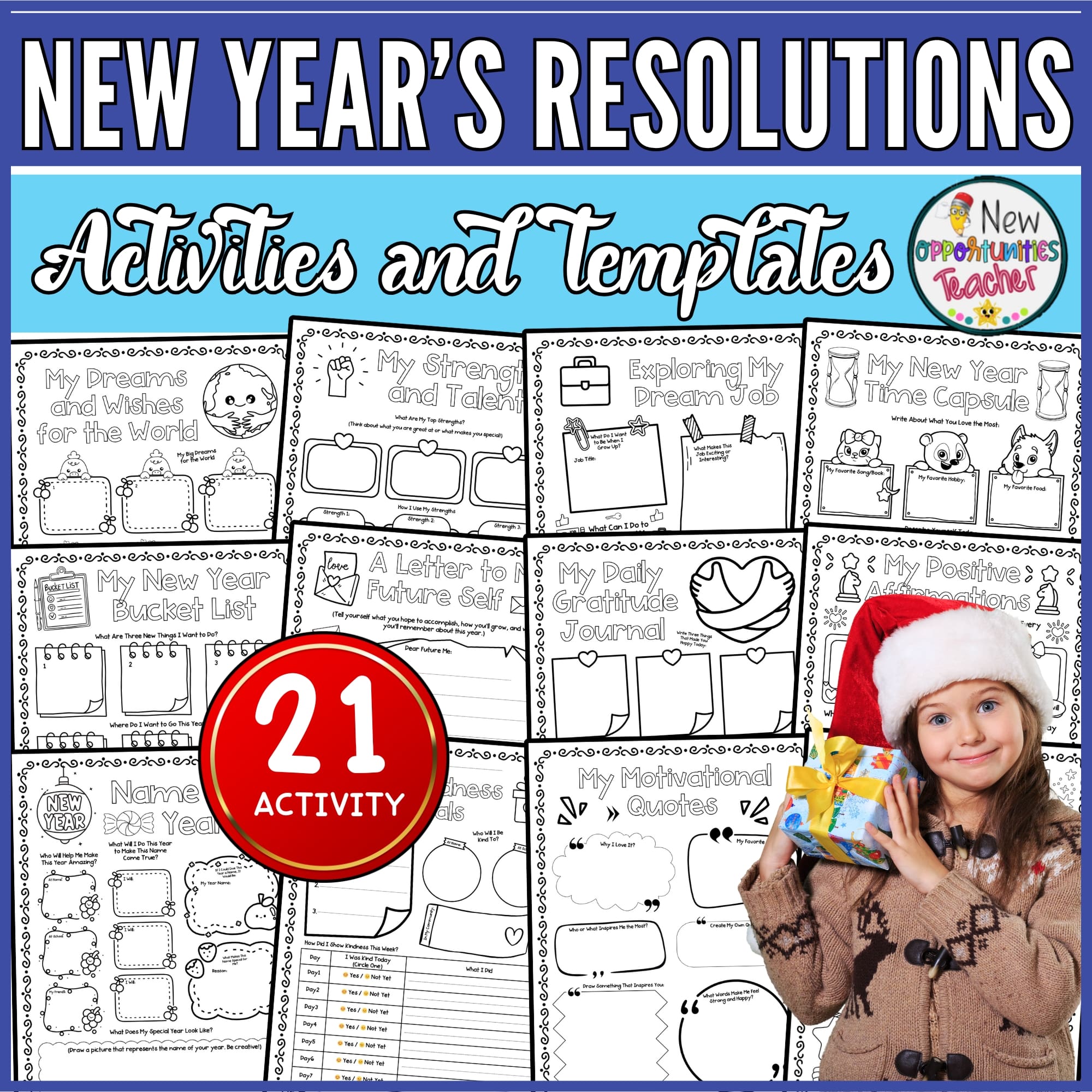 New Year’s Resolutions Bundle – Activities, Coloring Pages, Bulletin ...