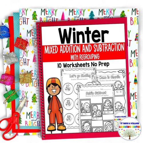 Christmas Mixed Addition & Subtraction with Regrouping, Winter Math ...