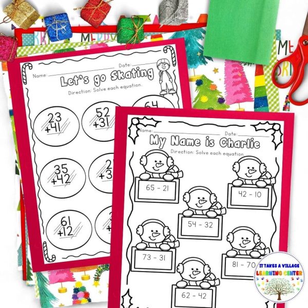Christmas Mixed Addition & Subtraction No Regrouping, Winter Math ...