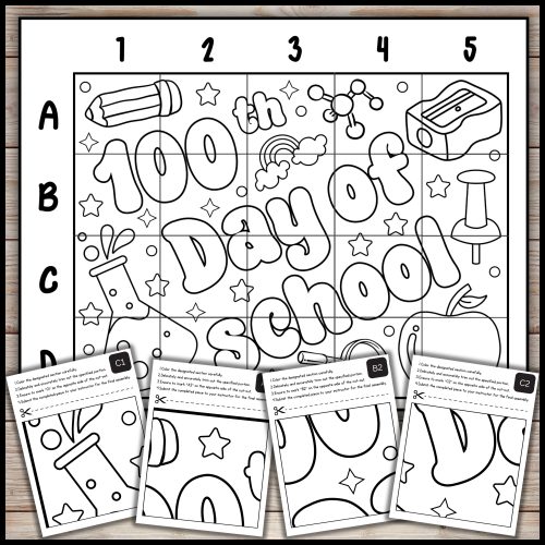 100th day of school Collaborative Coloring Poster Bulletin Board ...