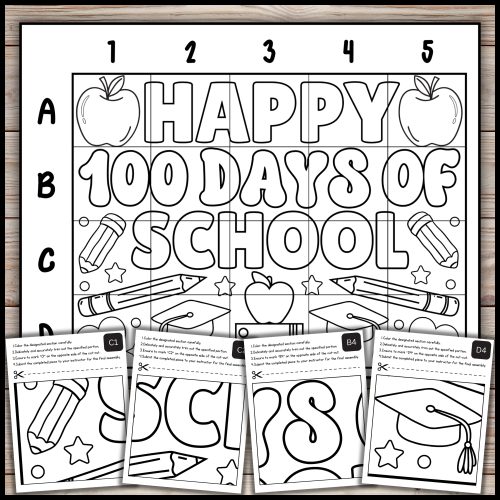 100th day of school Collaborative Coloring Poster Activities Classrom ...